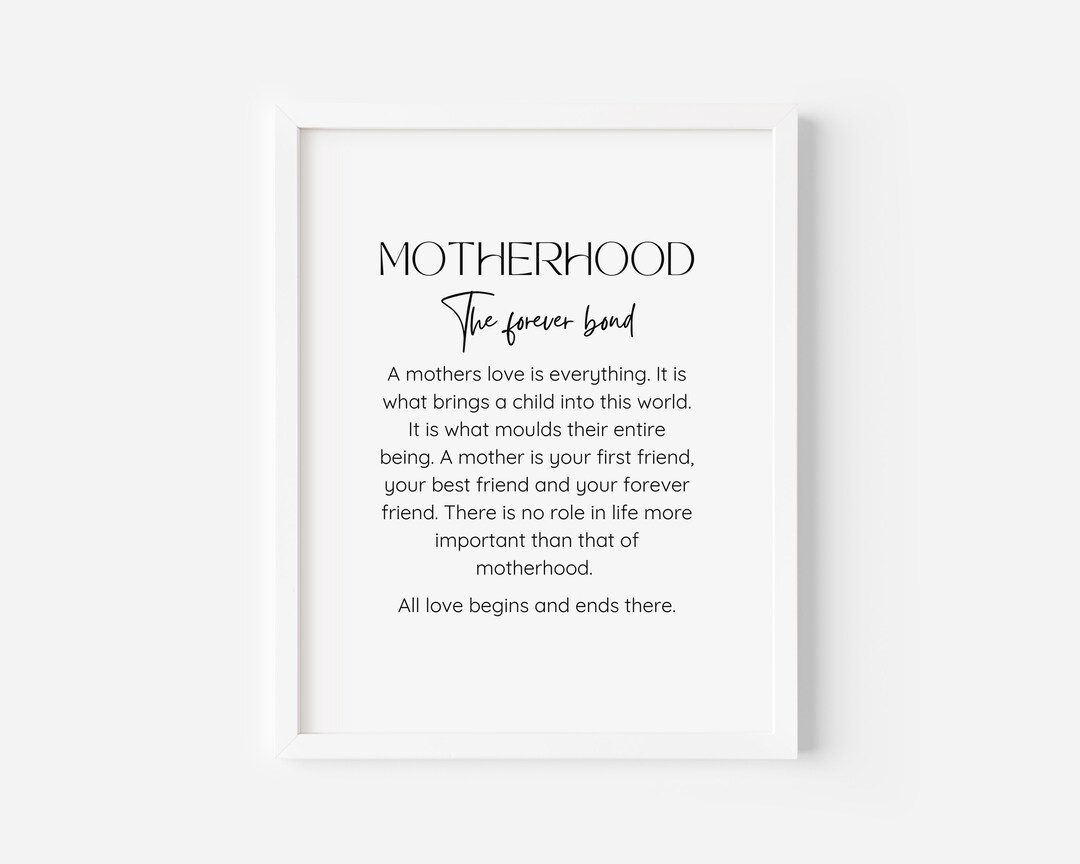 Motherhood Quote Wall Art Print, Mother Definition Print, Mothers Day ...