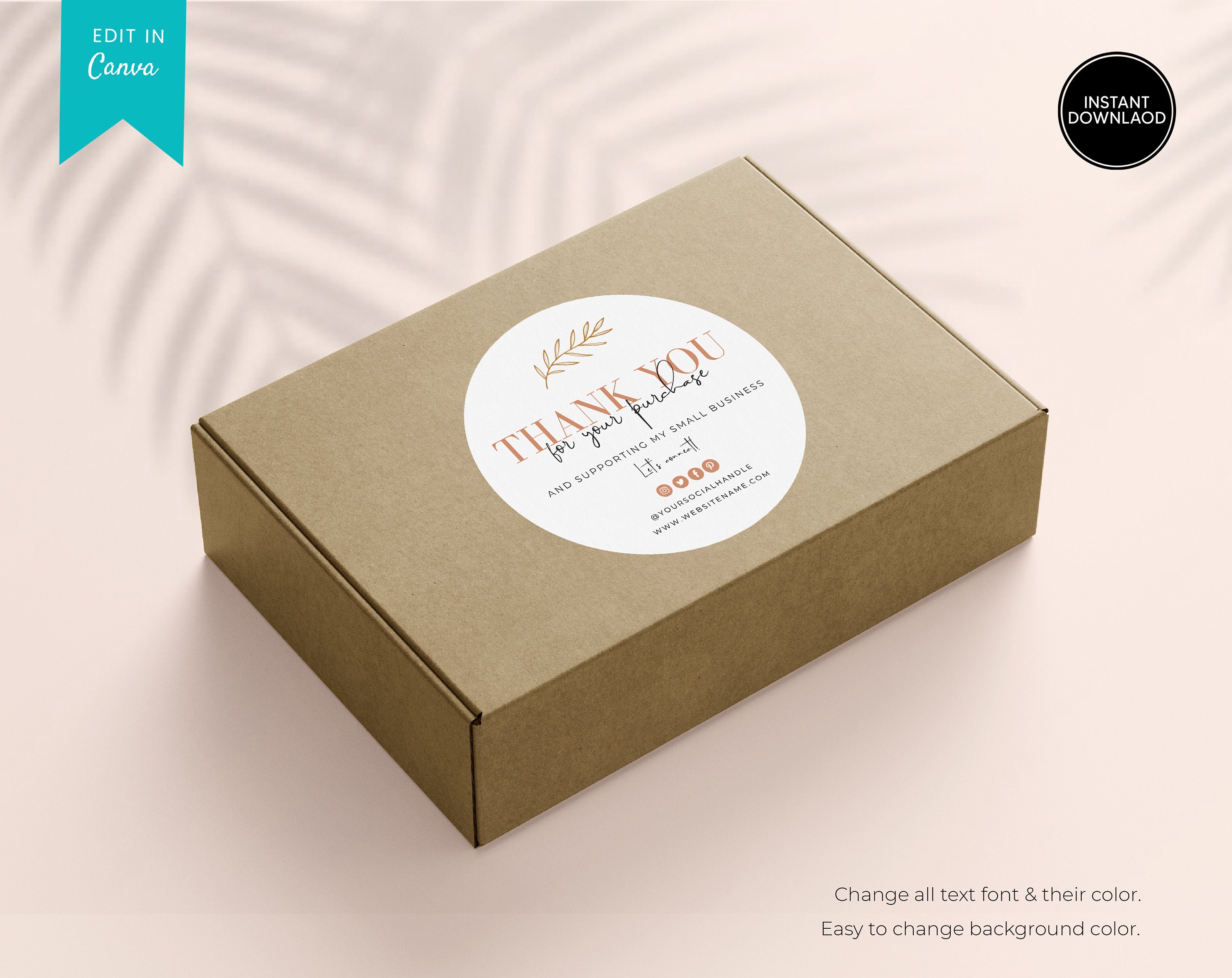 Editable Thank You Sticker Template Business Packaging - Etsy