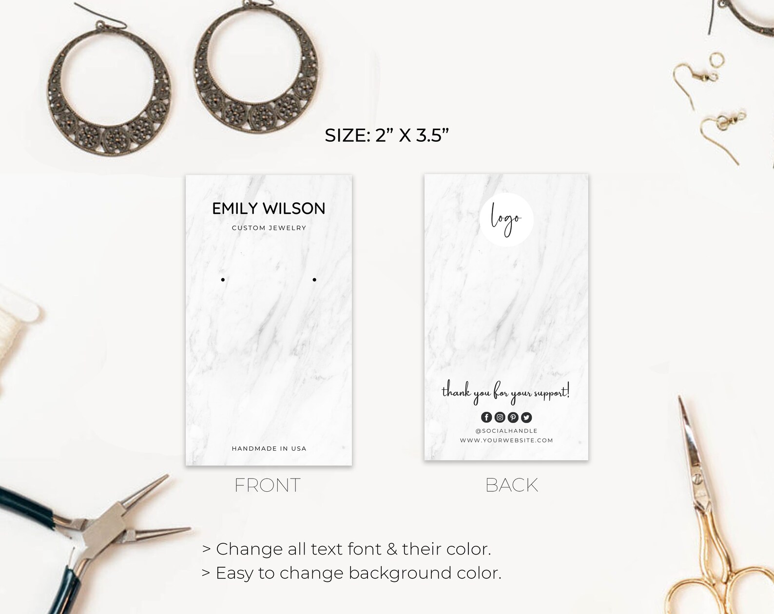 Editable Earring Card Template Custom Earring Display Card | Etsy