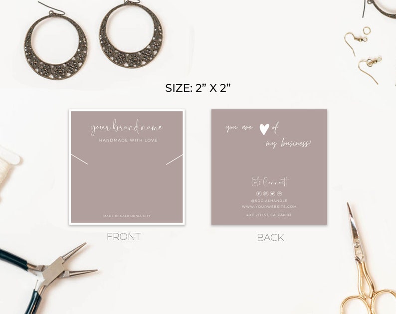 Editable Earring Card Template Custom Earring Display Card - Etsy