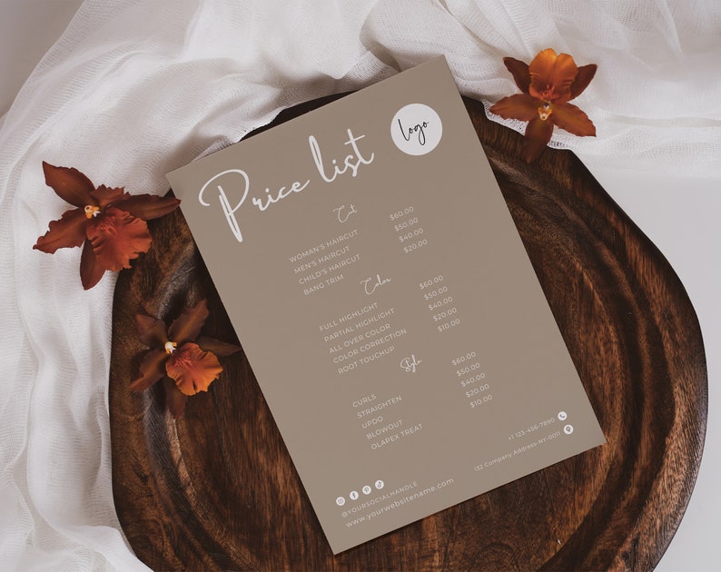 Editable Price List Template Small Business Price Guide - Etsy