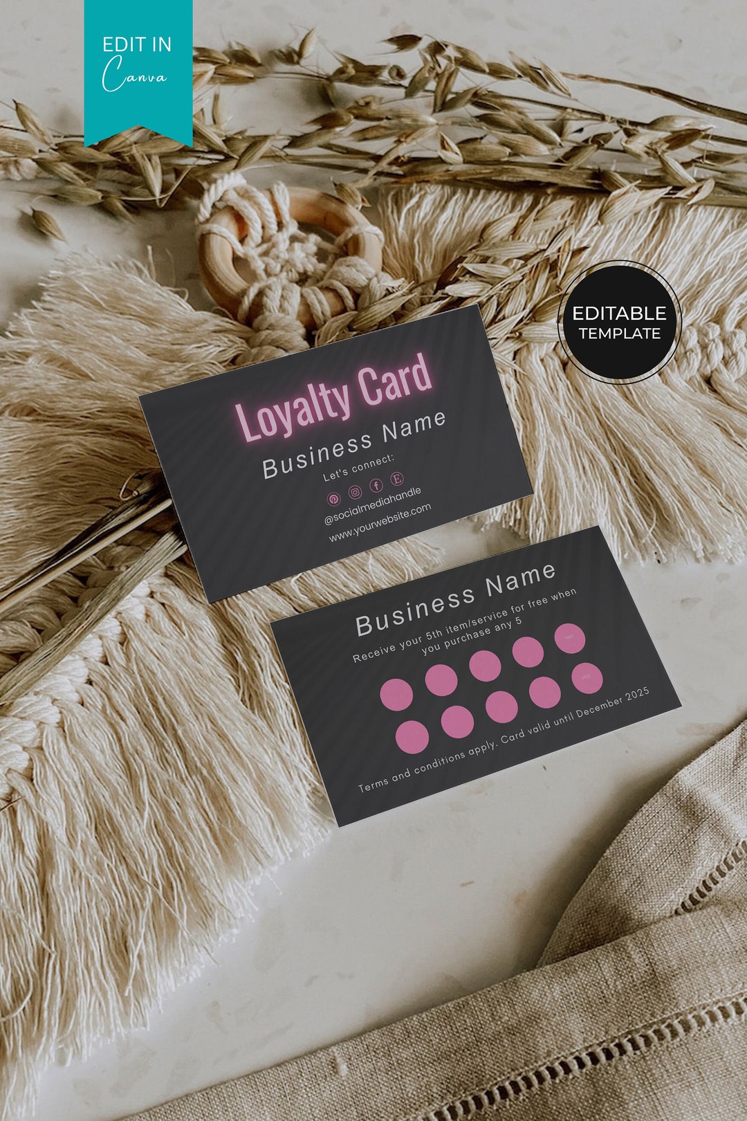Editable Loyalty Card Template, Rewards Card Design, Modern Customer ...