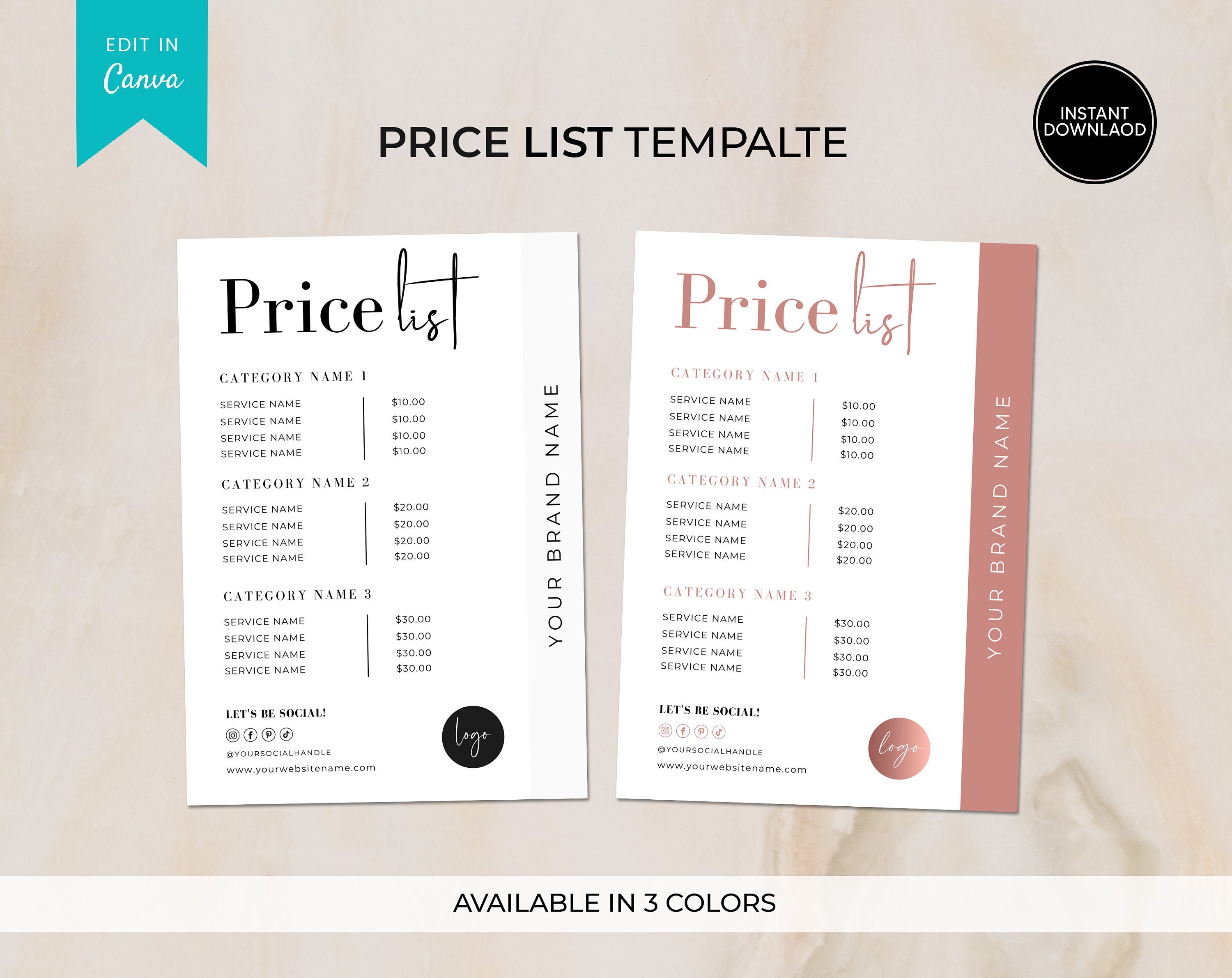 Price List Template Design