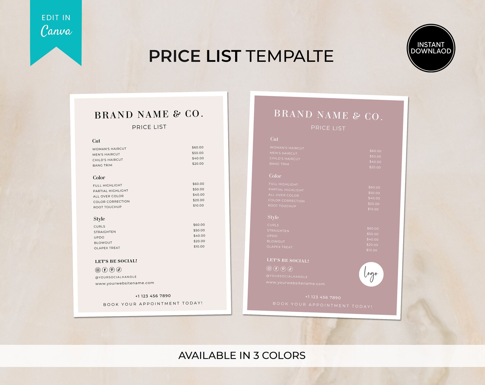 Small Business Price List Template Editable Printable Price - Etsy