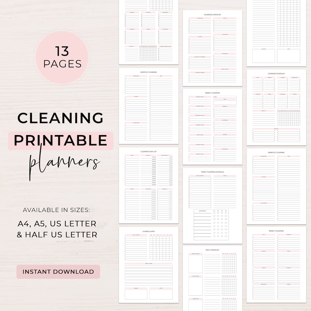 Printable Cleaning Planner, Cleaning to Do List, Cleaning Checklist ...
