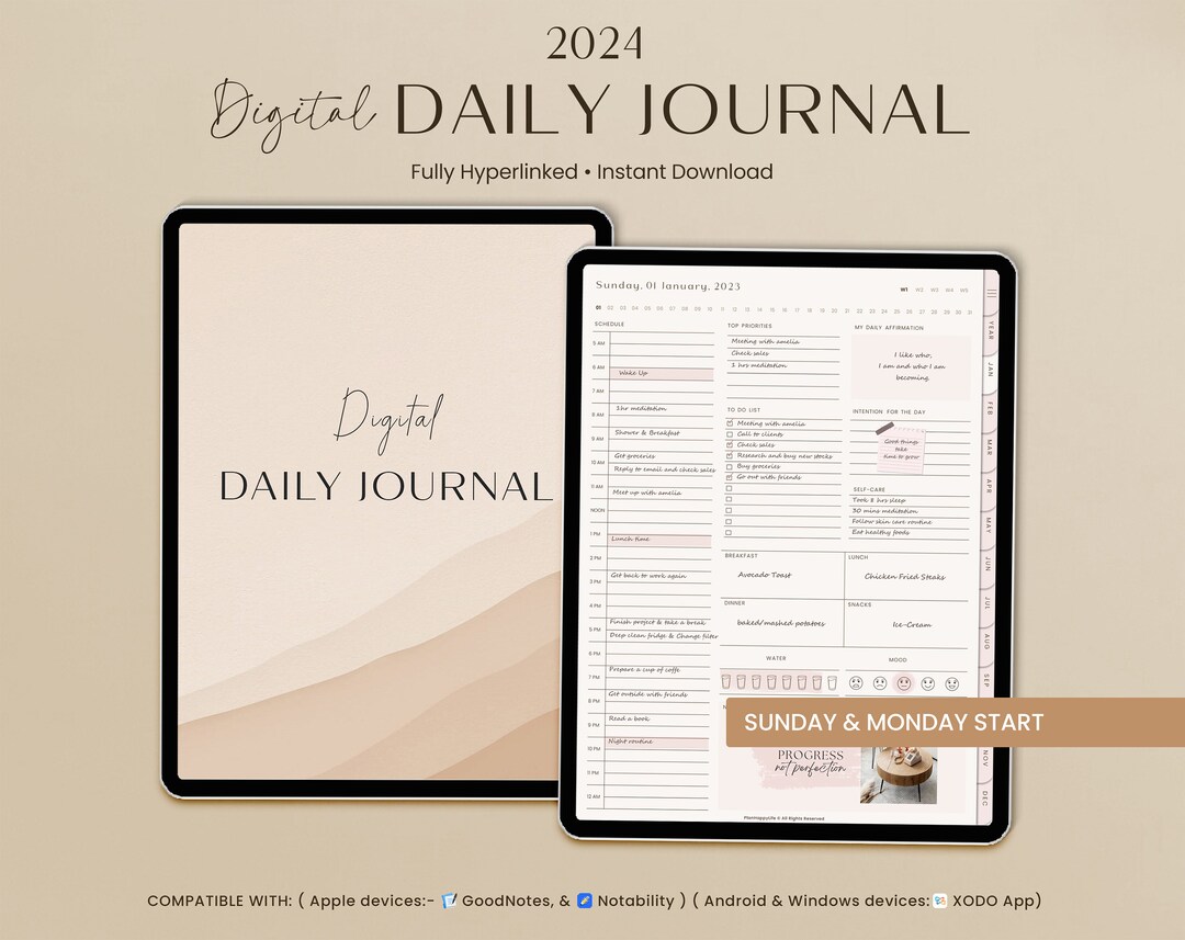 Digital Daily Journal, Digital Journal, Goodnotes Journal,ipad Journal ...