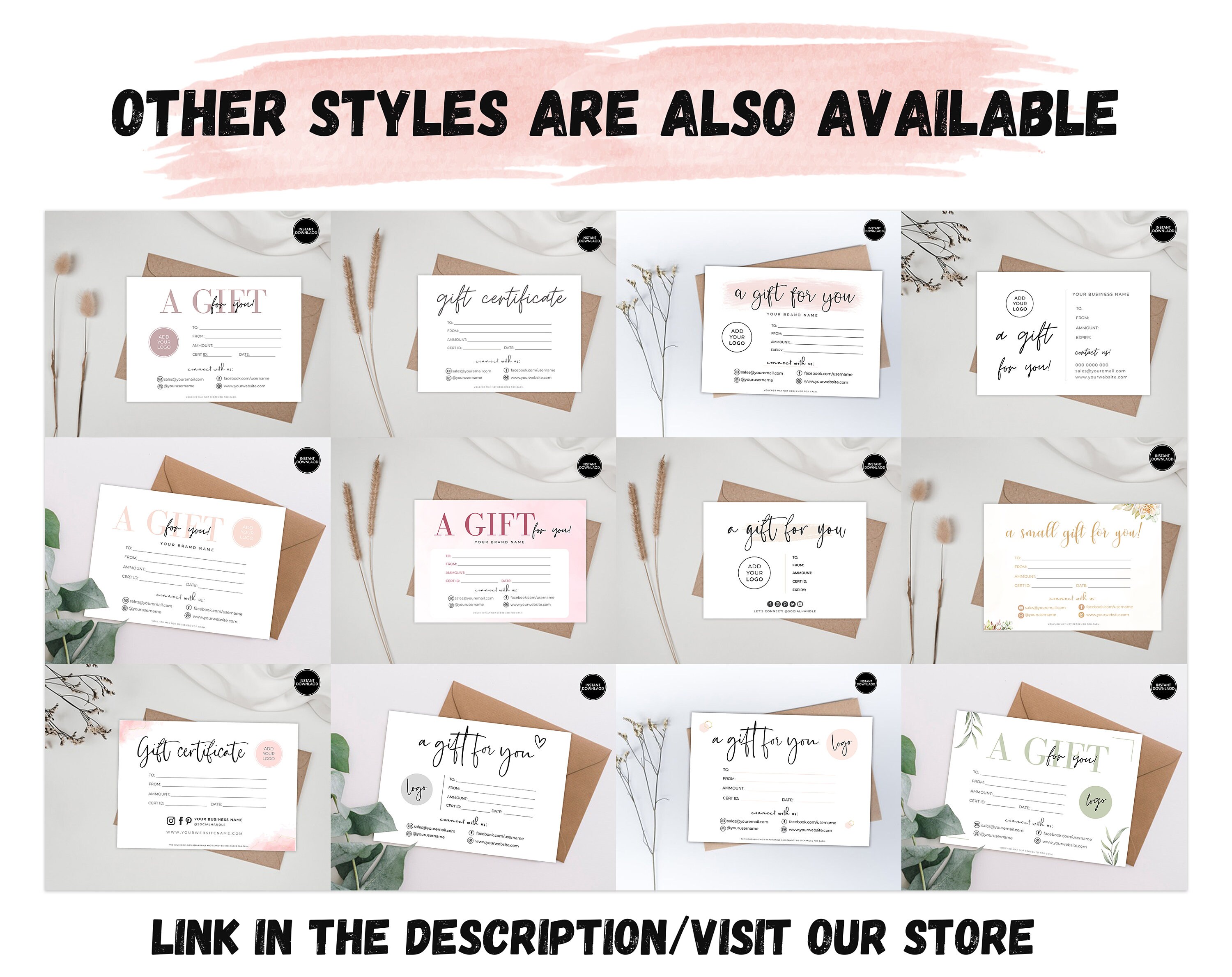 Gift Certificate Template Printable Gift Voucher Template | Etsy