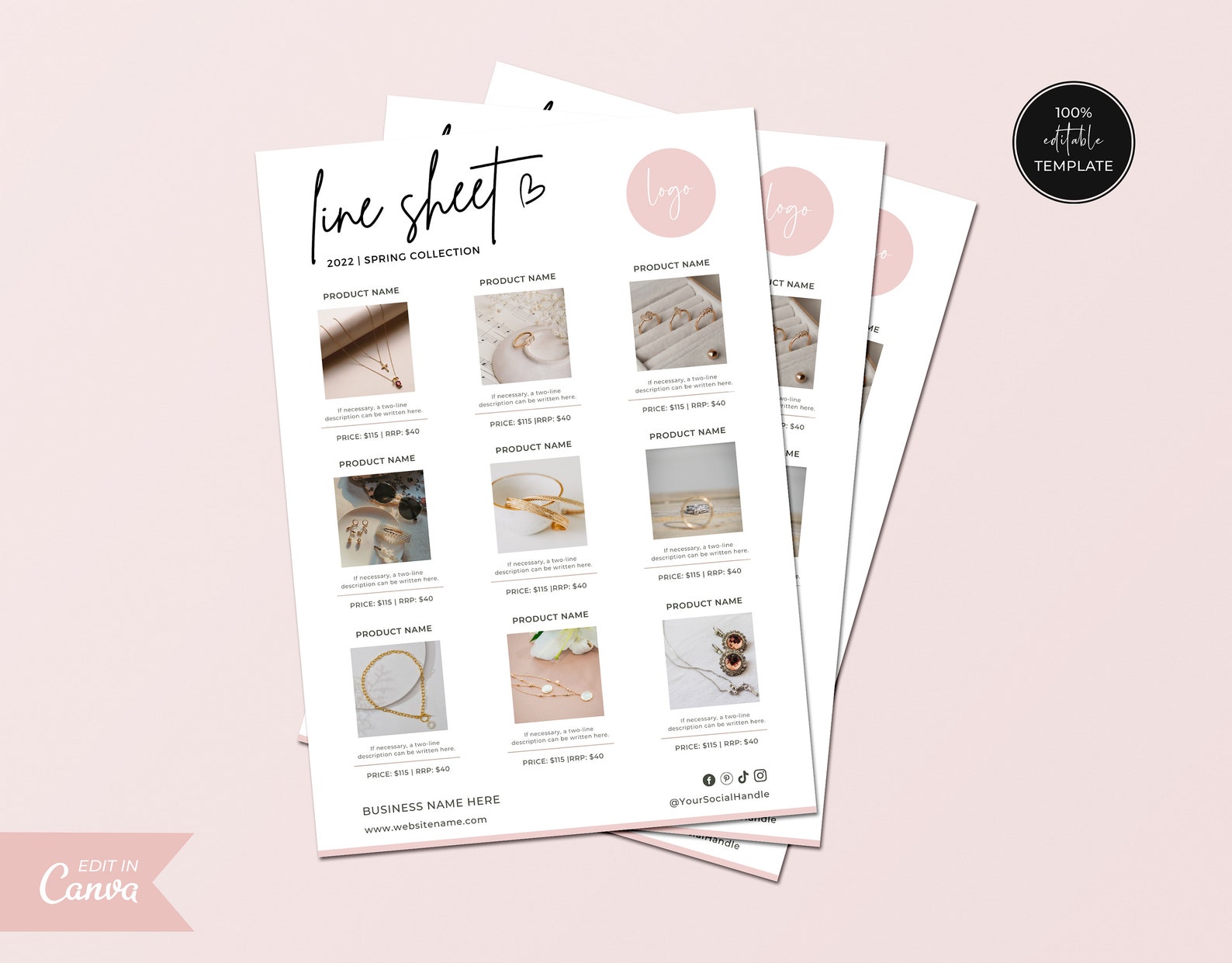 Editable Wholesale Line Sheet Template Wholesale Catalogue - Etsy