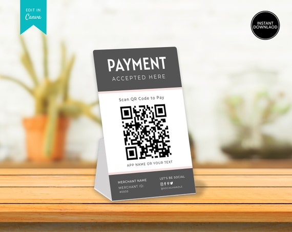 QR Code Sign Template Scan to Pay Template Scan to Pay Sign | Etsy