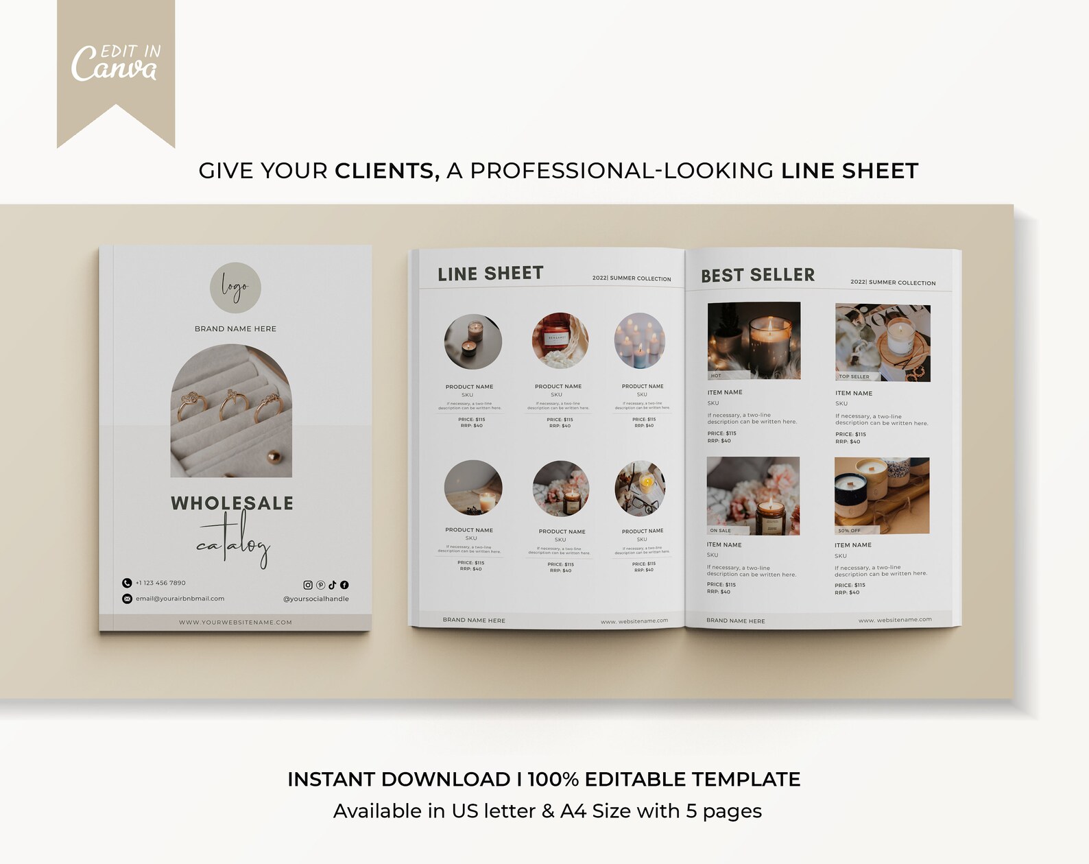 Editable Line Sheet Template Wholesale Canva Printable - Etsy Australia