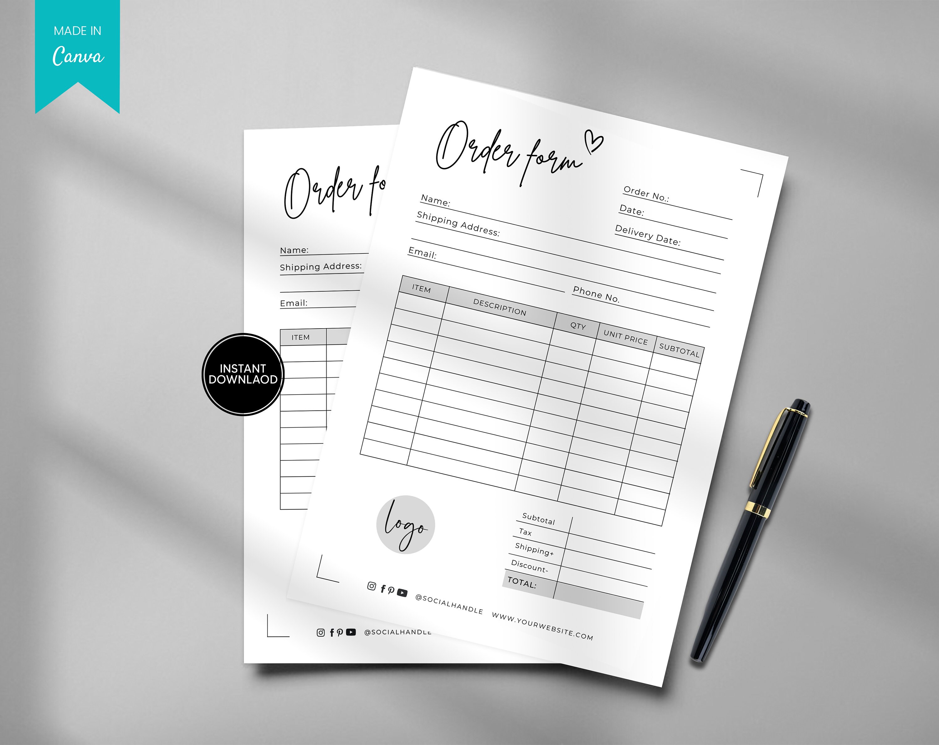 EDITABLE Order Form Template Invoice Form Template Printable - Etsy