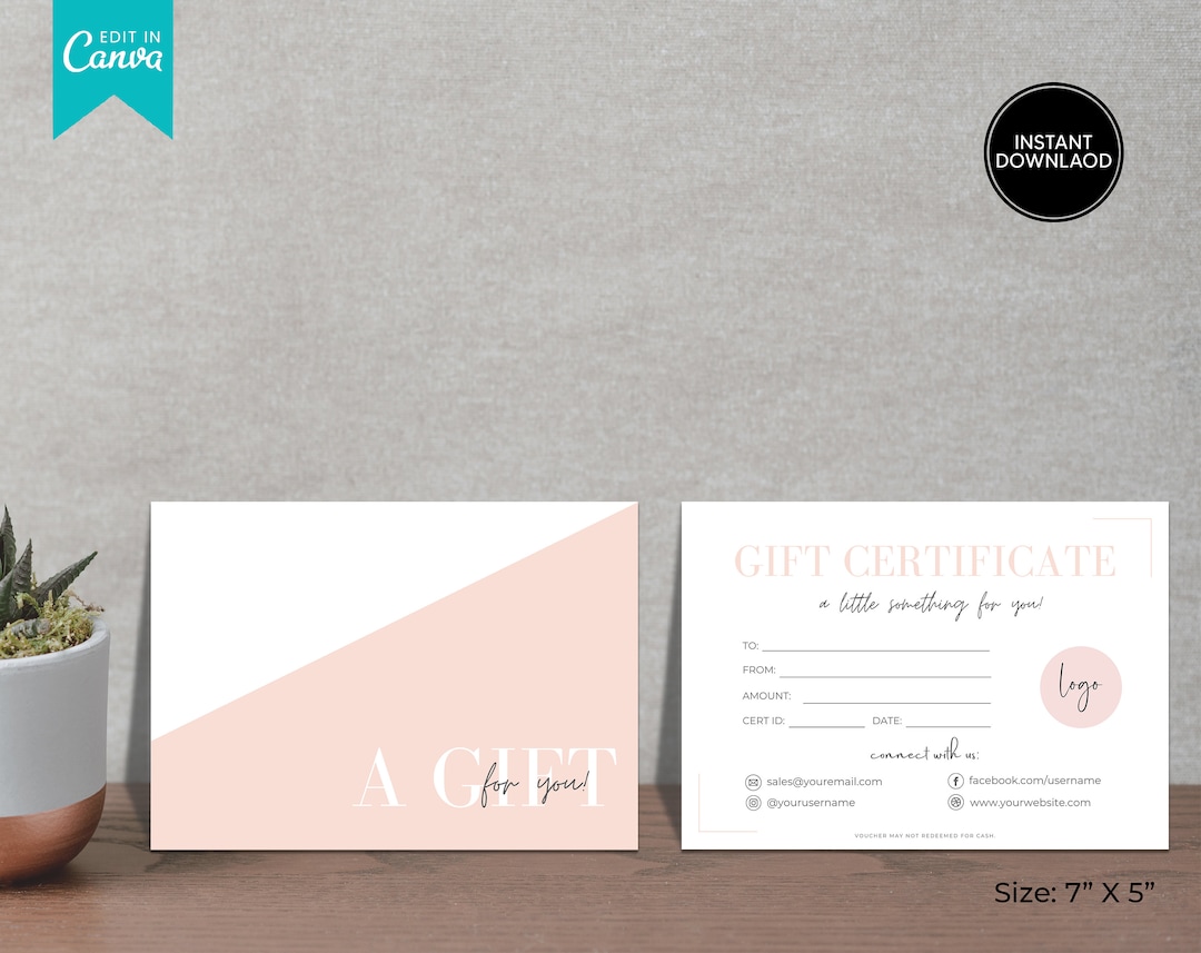 Gift Certificate Template Printable Gift Voucher Template DIY Gift Card ...