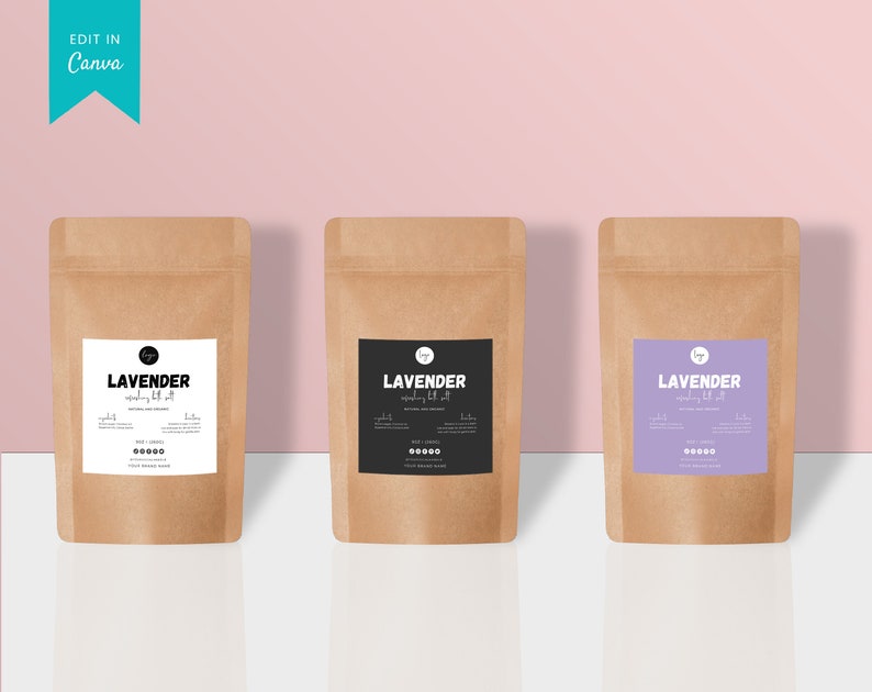 Editable Pouch Label Template Bath Salts Packaging Label | Etsy