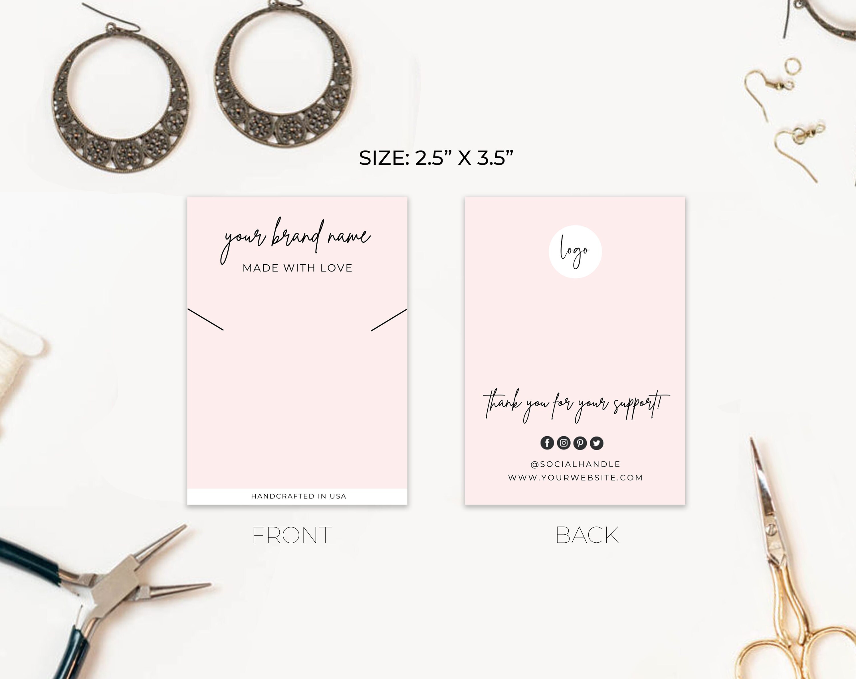 Editable Earring Card Template Custom Earring Display Card | Etsy