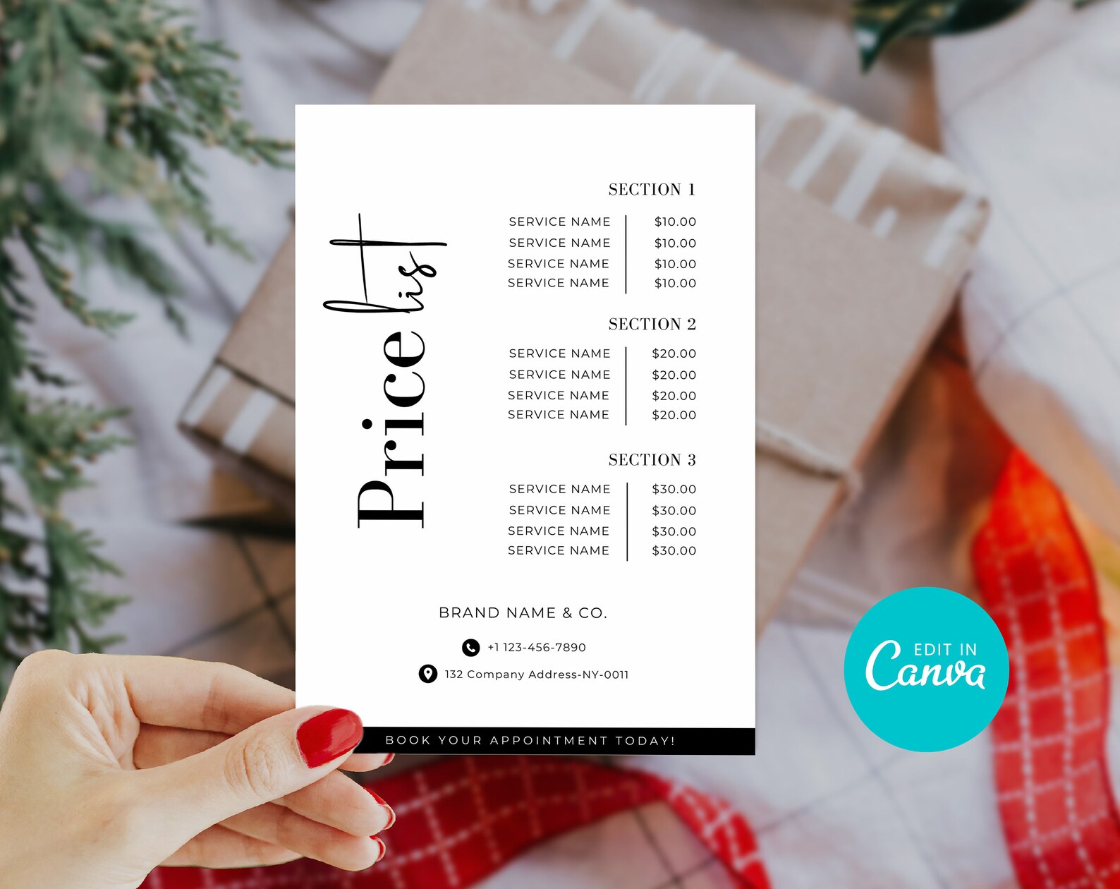 Small Business Price List Template Editable Printable Price - Etsy
