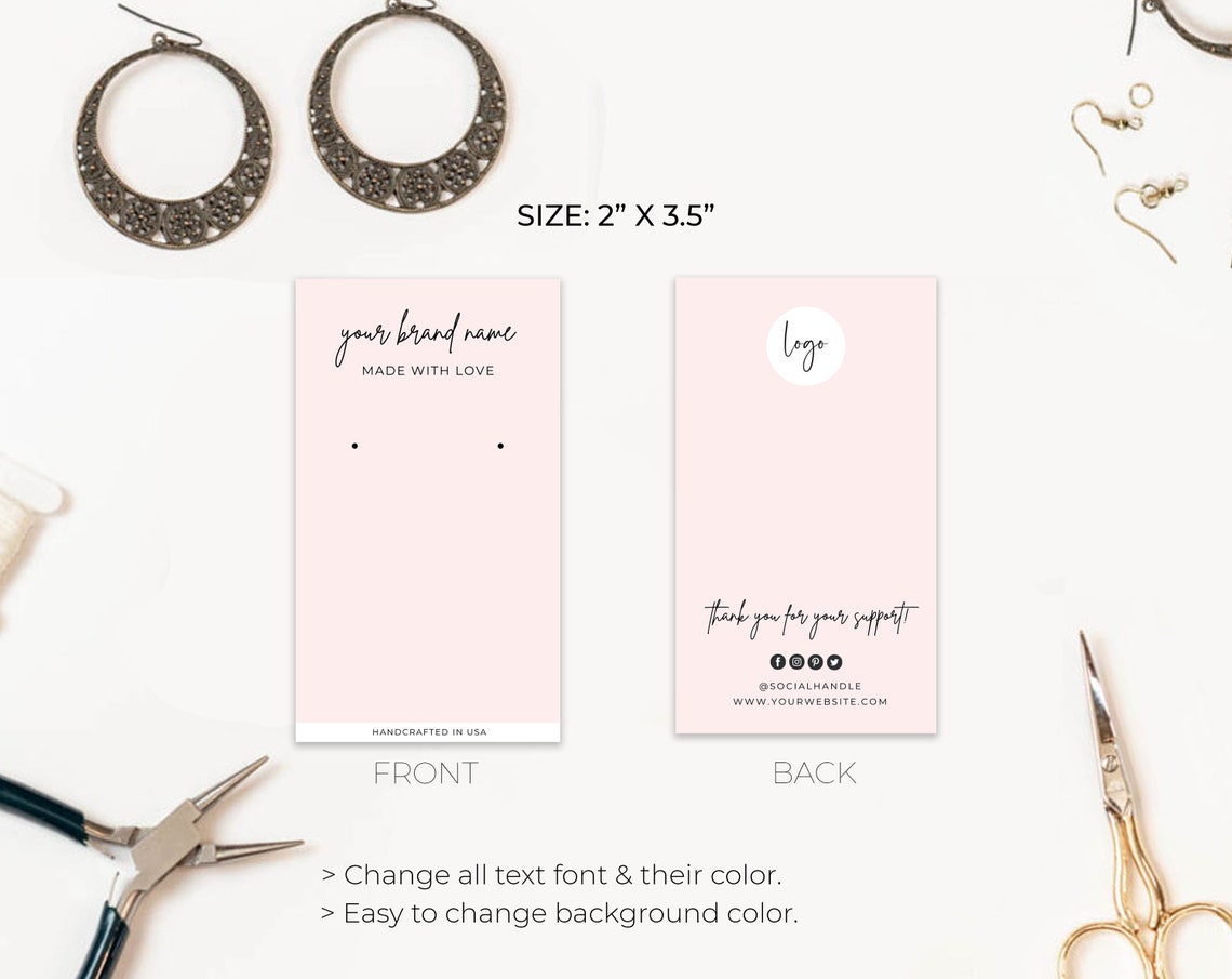 Editable Earring Card Template Custom Earring Display Card | Etsy