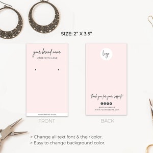 Editable Earring Card Template, Custom Earring Display Card, Minimal ...