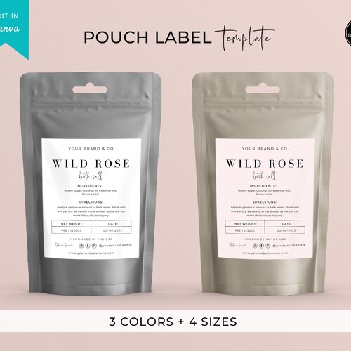 Editable Pouch Label Template Minimalist Product Label - Etsy