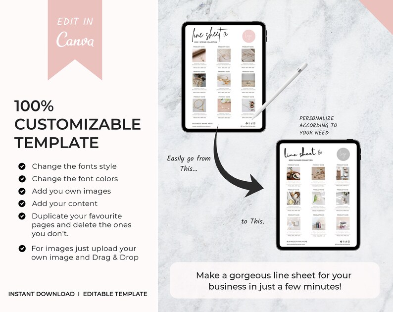 Editable Wholesale Line Sheet Template Wholesale Catalogue - Etsy