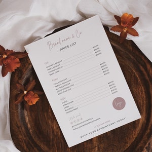 Small Business Price List Template Editable Printable Price - Etsy