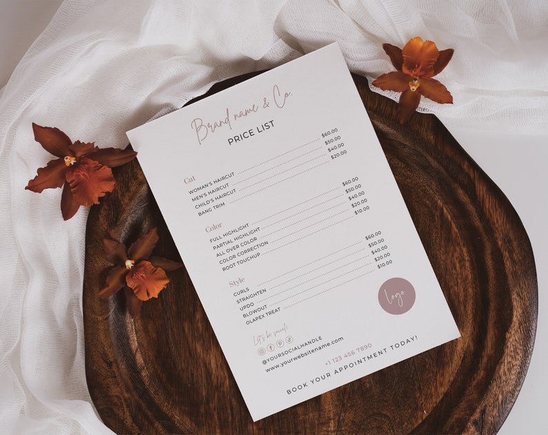 Small Business Price List Template Editable Printable Price | Etsy