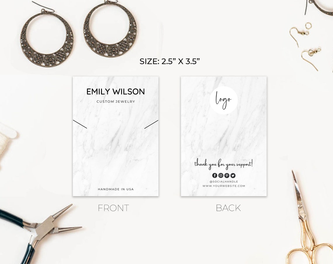 Editable Earring Card Template Custom Earring Display Card | Etsy