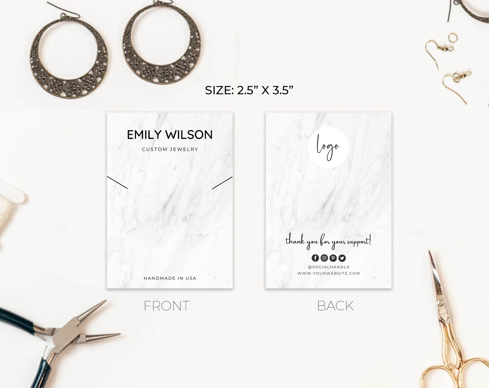 Editable Earring Card Template Custom Earring Display Card | Etsy