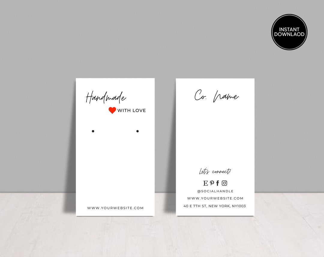 PRINTABLE Earring Card Template Editable Earring Display - Etsy