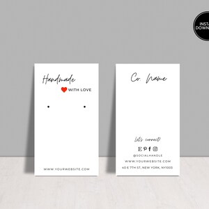 PRINTABLE Earring Card Template Editable Earring Display - Etsy