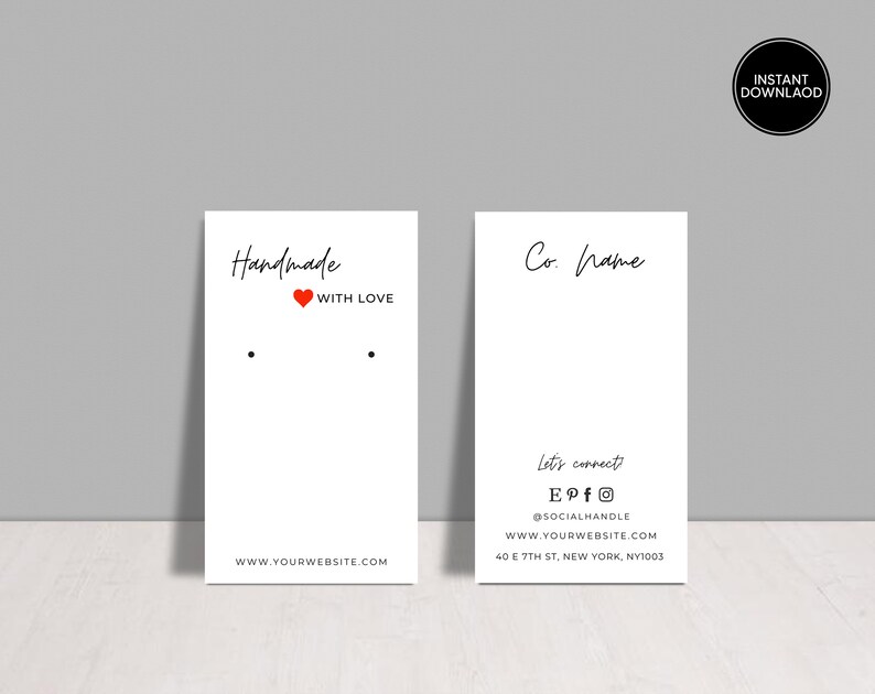 PRINTABLE Earring Card Template Editable Earring Display | Etsy
