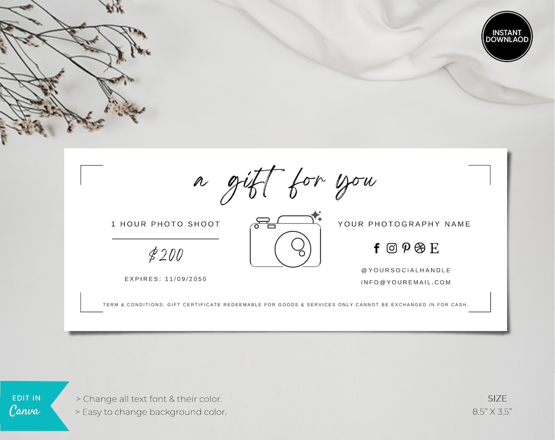 Photography Gift Certificate Template Printable Gift Voucher Template ...