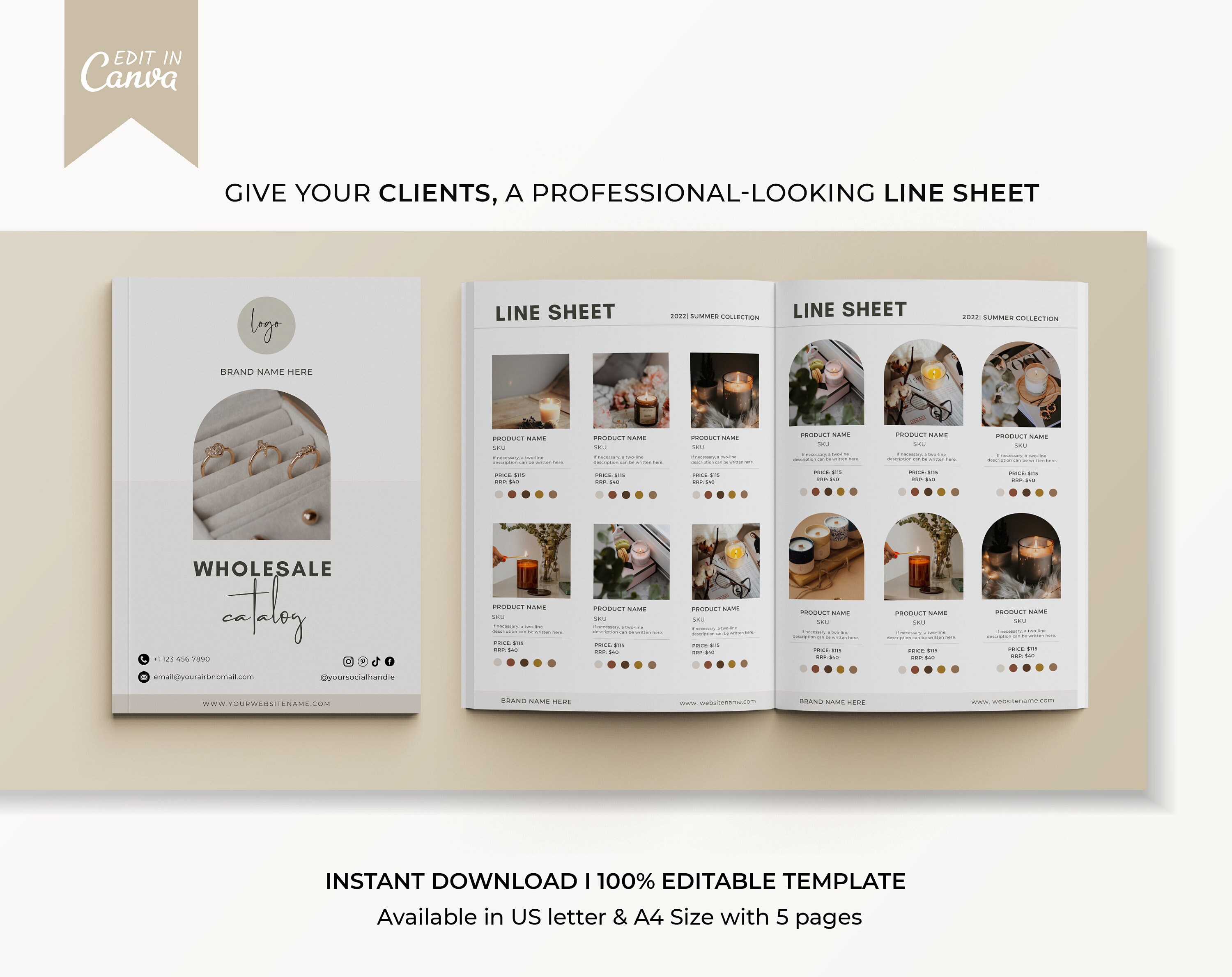 Editable Line Sheet Template Wholesale Canva Printable - Etsy Australia