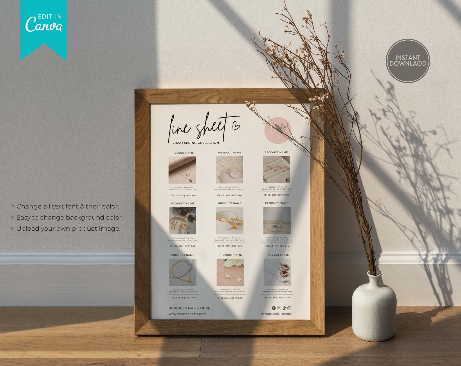 Editable Wholesale Line Sheet Template Wholesale Catalogue - Etsy
