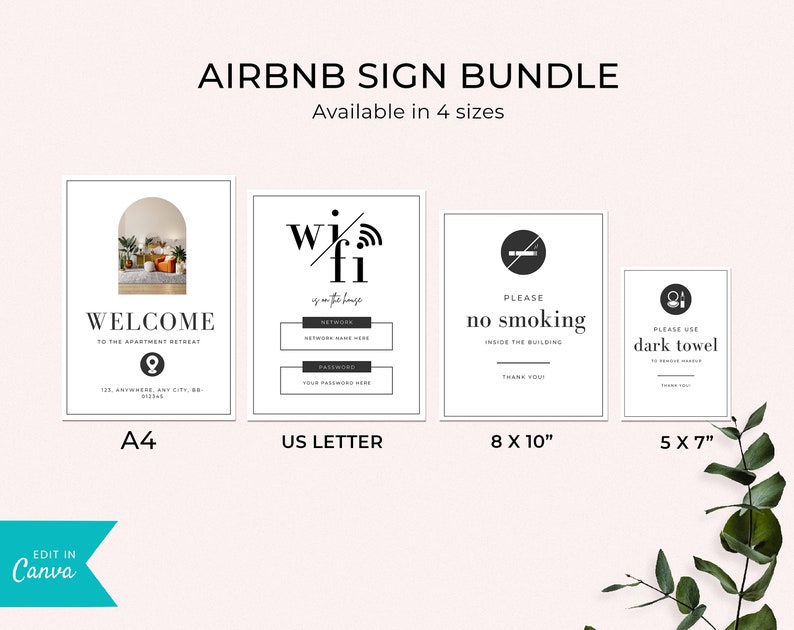 Airbnb Sign Bundle Airbnb Posters Wifi Password Sign - Etsy