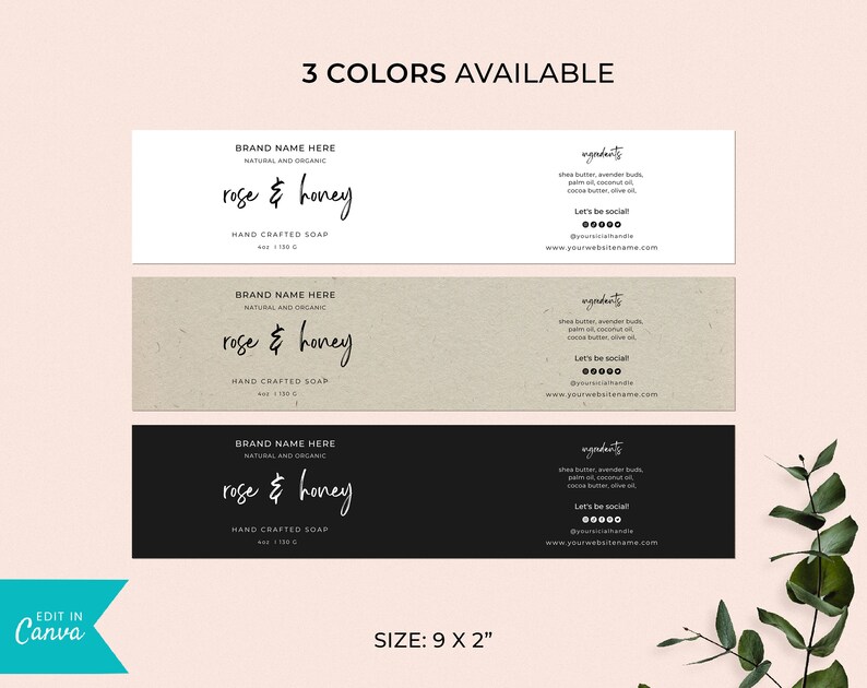 Editable Soap Label Template Custom Wrap Whipped Soap Label | Etsy