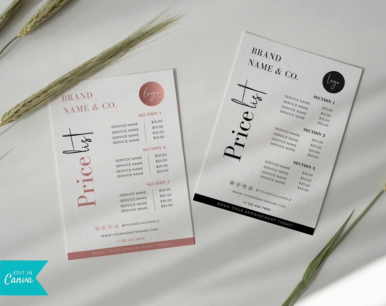 Small Business Price List Template Editable Printable Price - Etsy