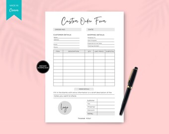 Order Form Template Retail Order Form Simple Invoice Custom - Etsy