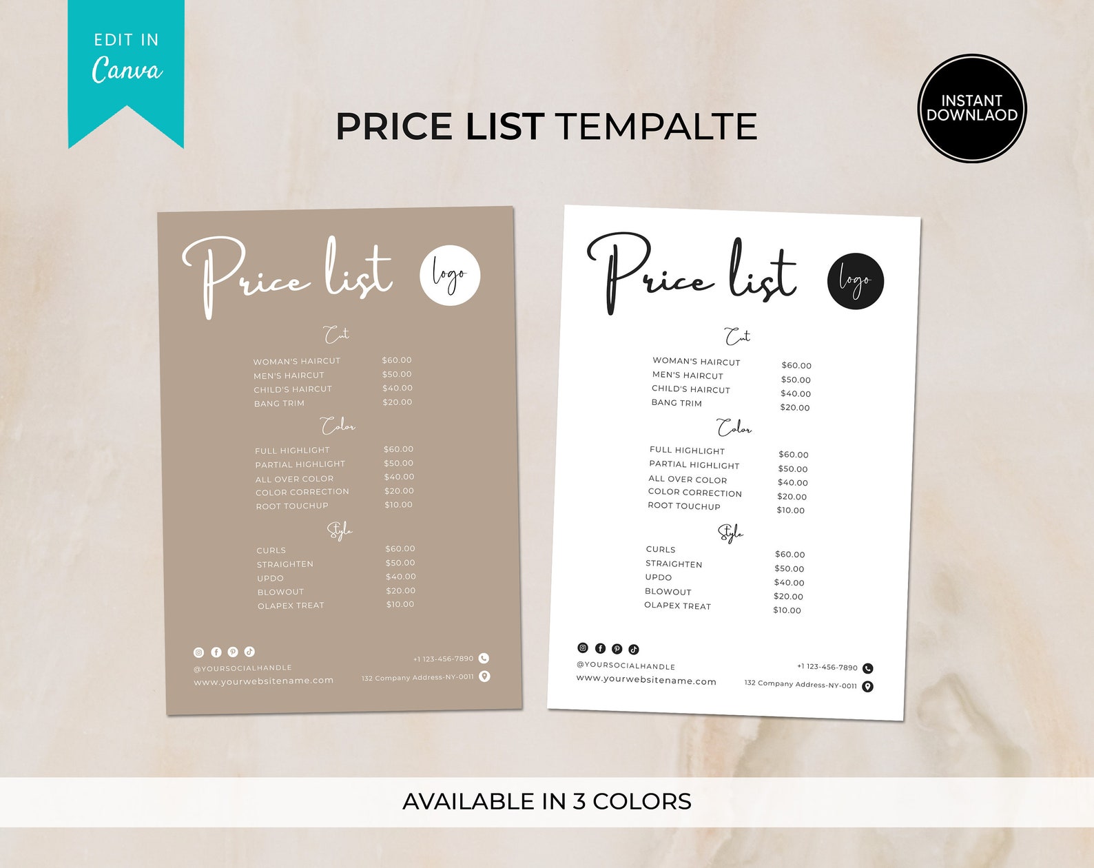 Editable Price List Template Small Business Price Guide - Etsy Canada