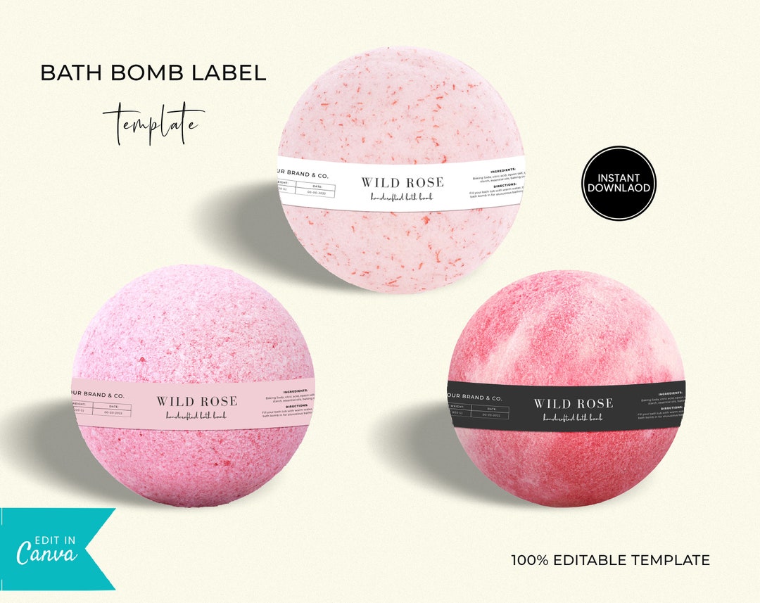 Editable Bath Bomb Label Template, Printable Belly Band Bath Bomb ...