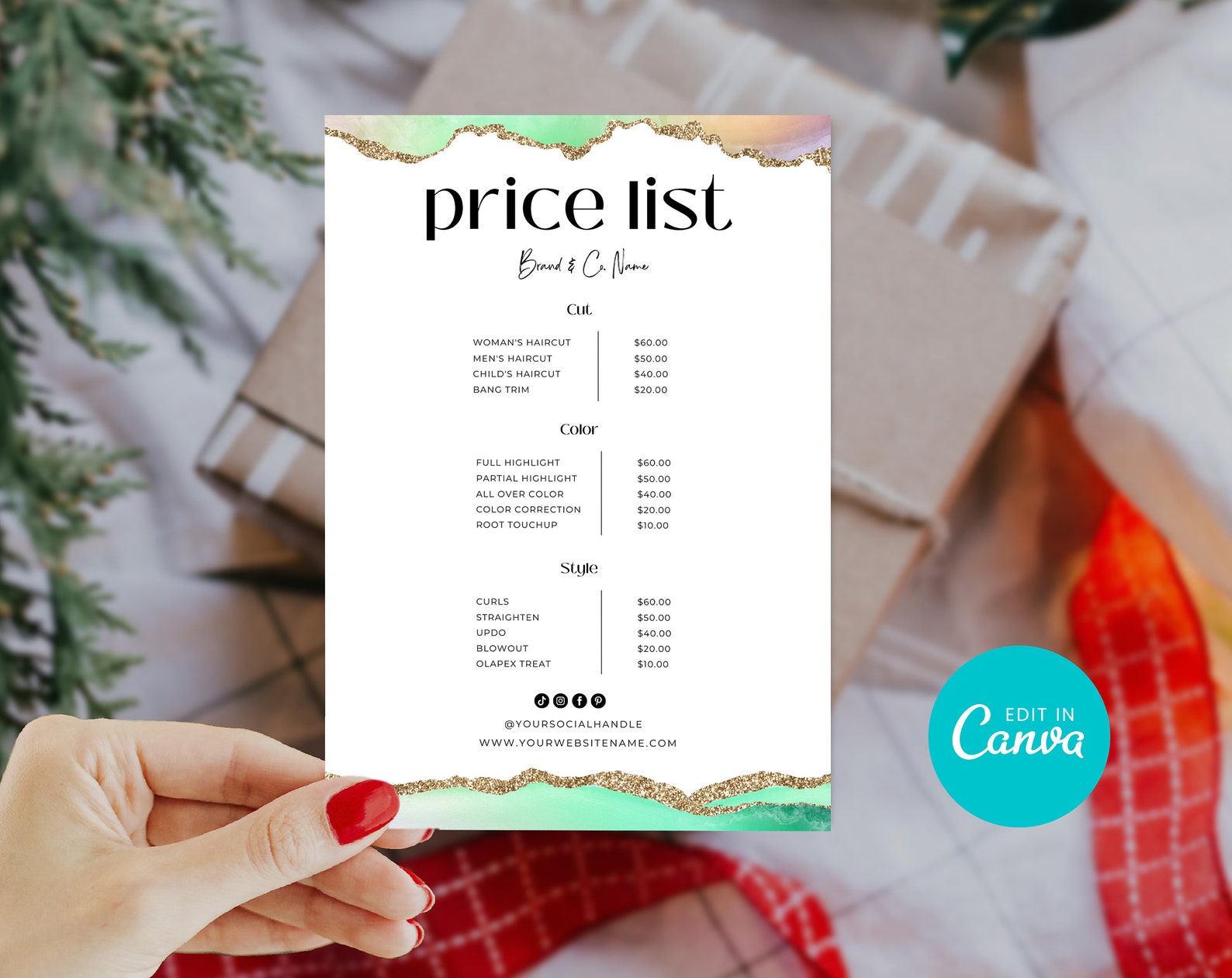Printable Editable Price List Template Small Business Price - Etsy