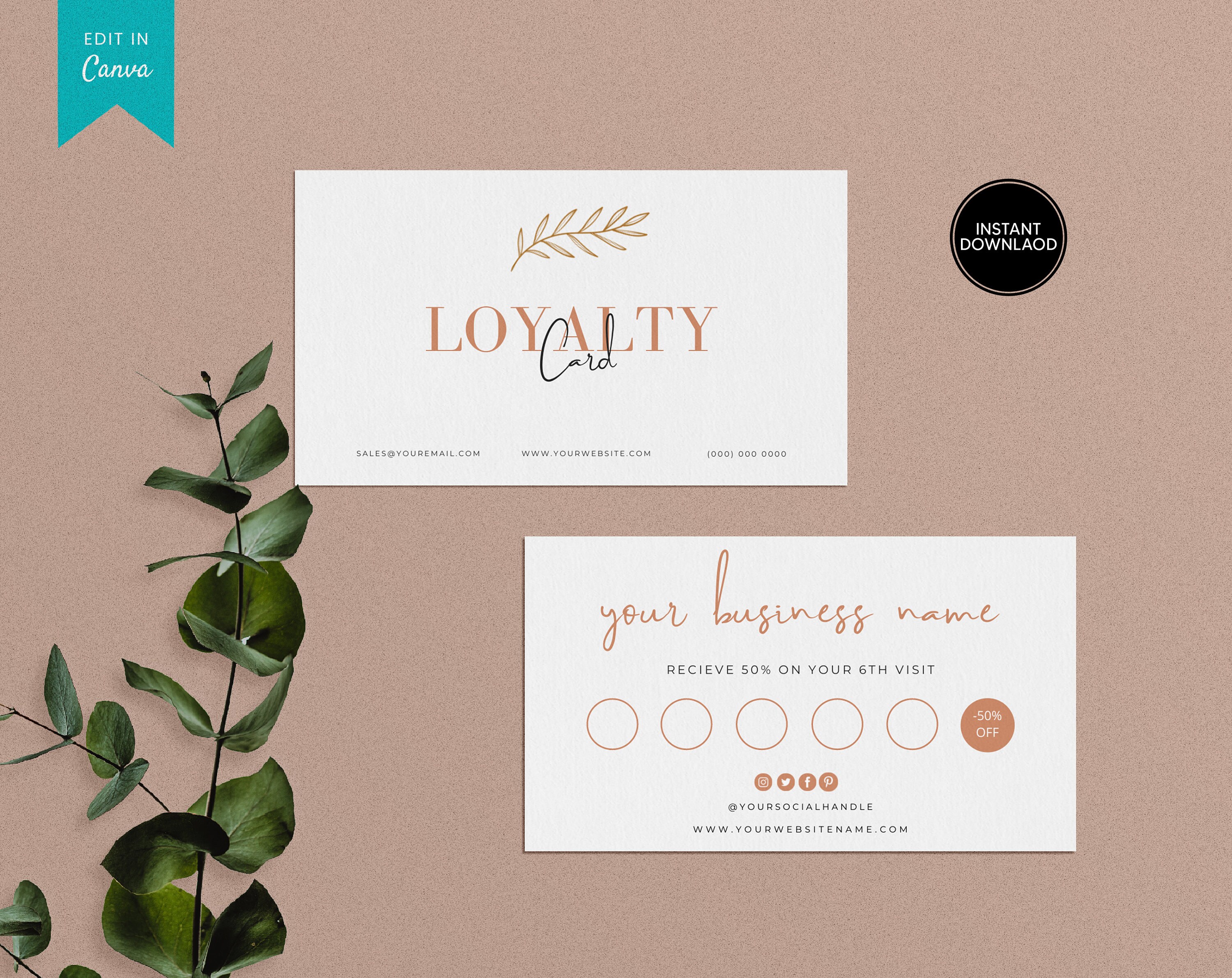 Printable Loyalty Card Template Beauty Loyalty Card Editable - Etsy