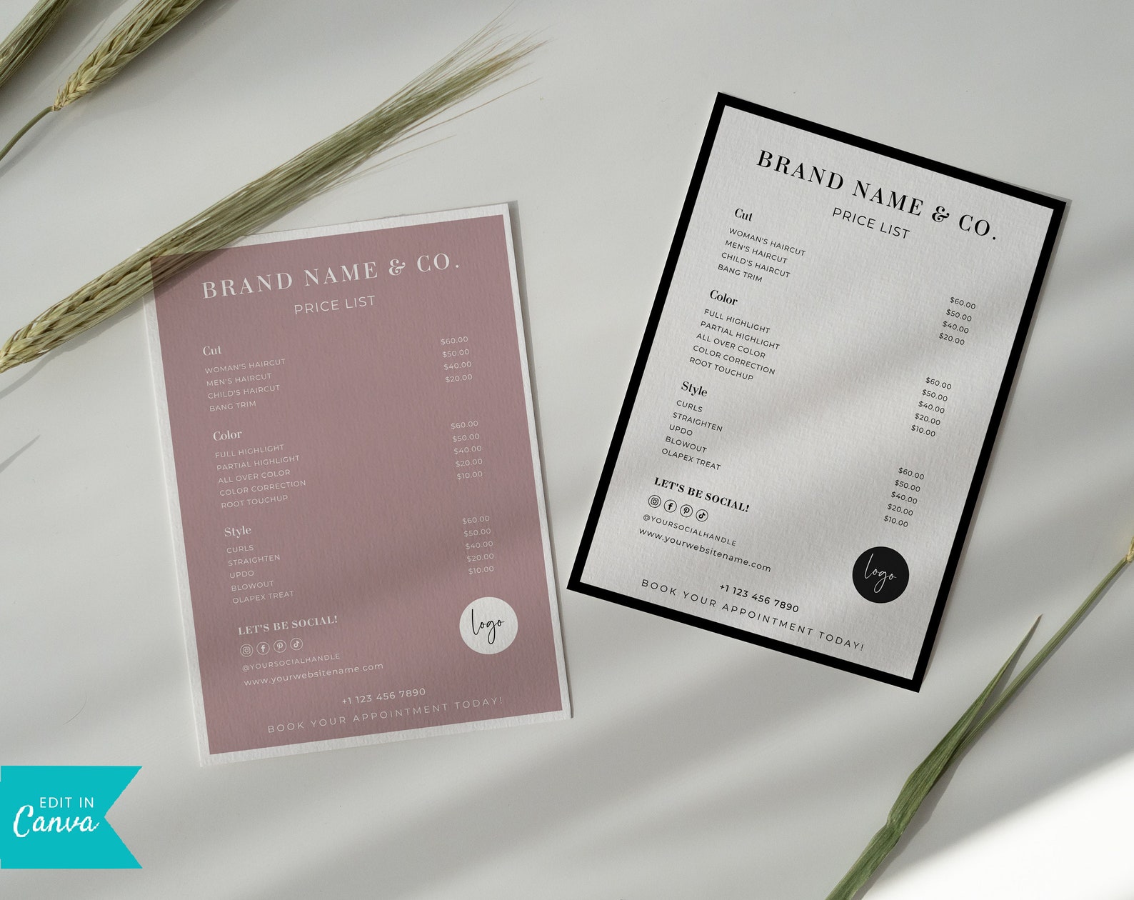Small Business Price List Template Editable Printable Price - Etsy