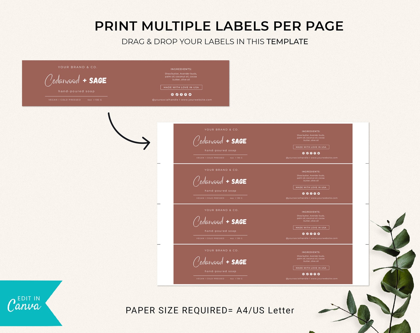 Editable Soap Label Template Custom Wrap Whipped Soap Label Etsy