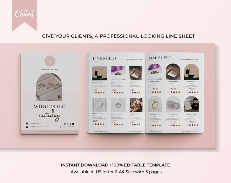 Editable Line Sheet Template Wholesale Canva Printable - Etsy
