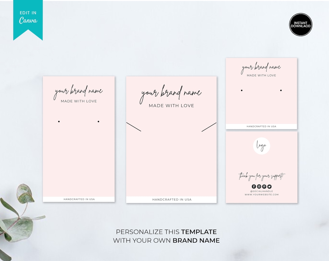 Editable Earring Card Template, Custom Earring Display Card, Minimal ...