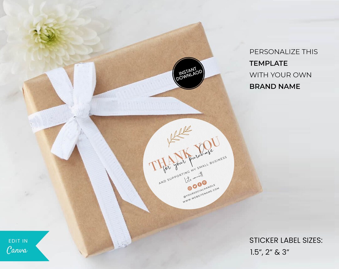 Editable Thank You Sticker Template, Business Packaging, Package ...