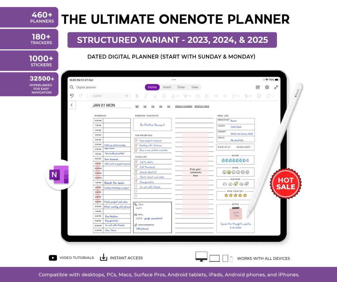 Onenote Digital Planner Hyperlinked Onenote Planner 2023 - Etsy New Zealand
