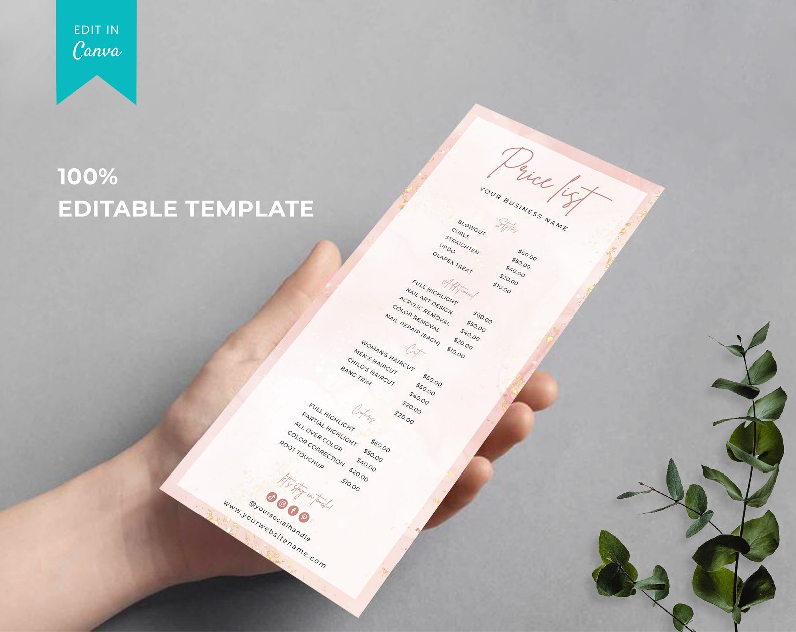 Printable Editable Price List Template Small Business Price - Etsy