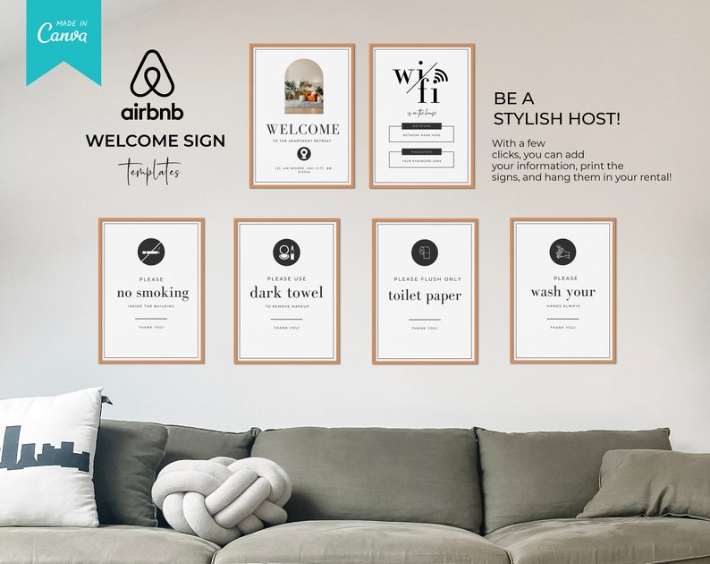 Airbnb Sign Bundle Airbnb Posters Wifi Password Sign - Etsy