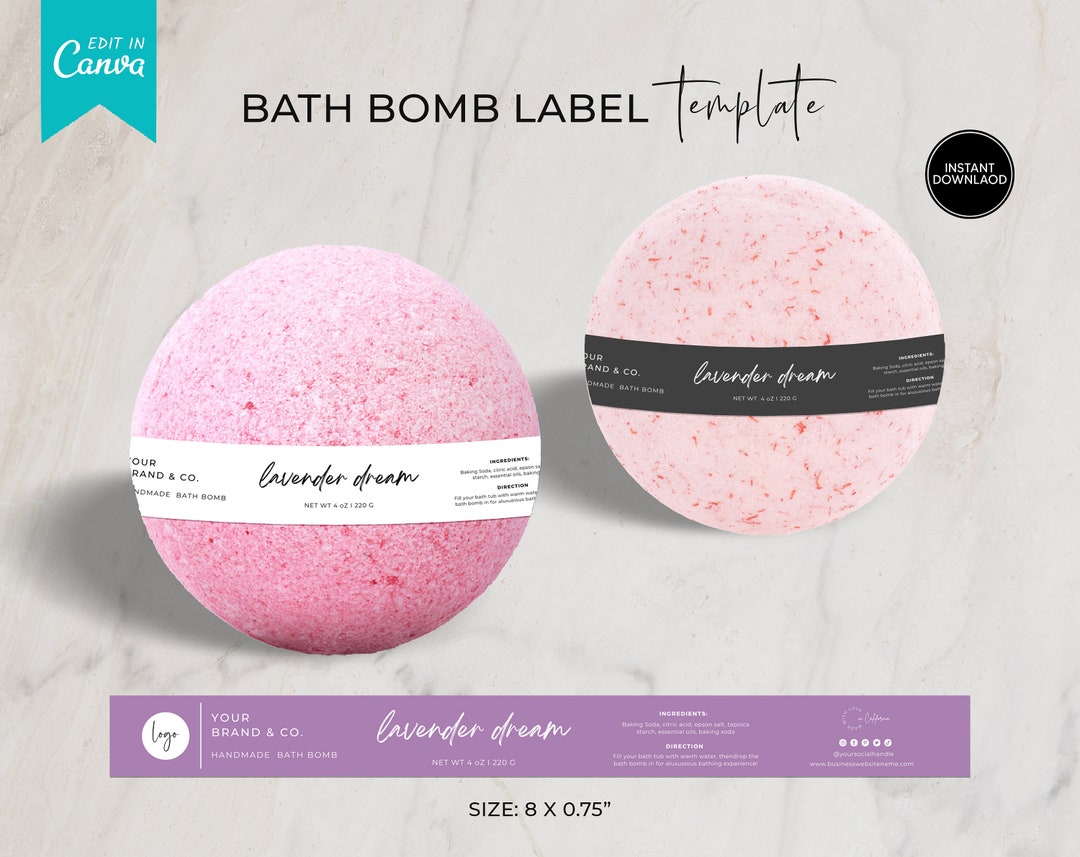 Editable Bath Bomb Label Template, Printable Bath Bomb Label Packaging ...